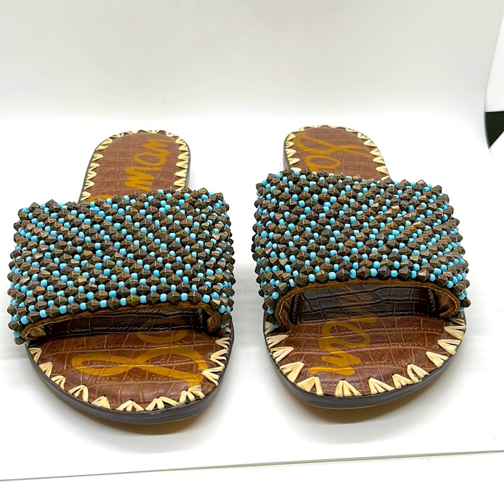 Sam Edelman Gunner Beaded Metallic Blue Beaded 9.5 - Gem